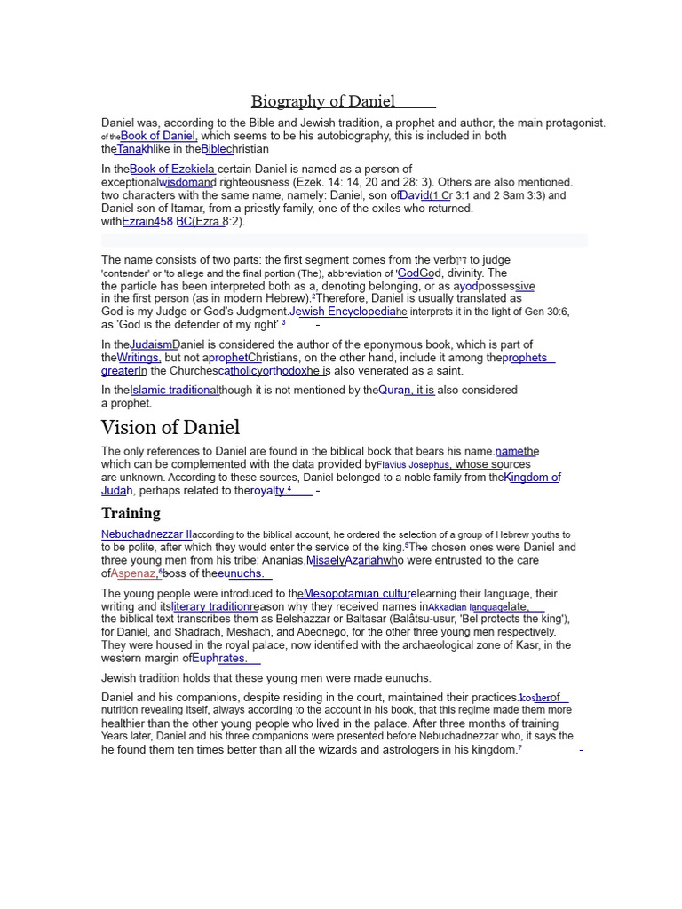Biography of Daniel | PDF | Daniel (Biblical Figure) | Book Of Daniel