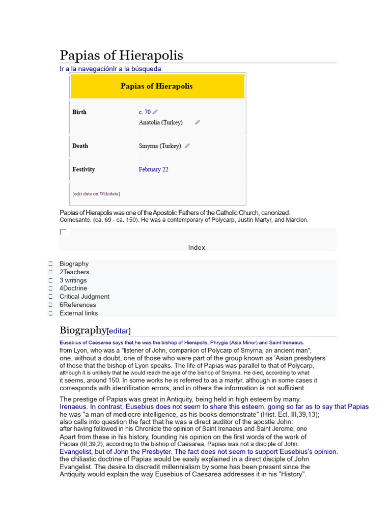Papias of Hierapolis: Apostolic Father | PDF | John The Apostle ...