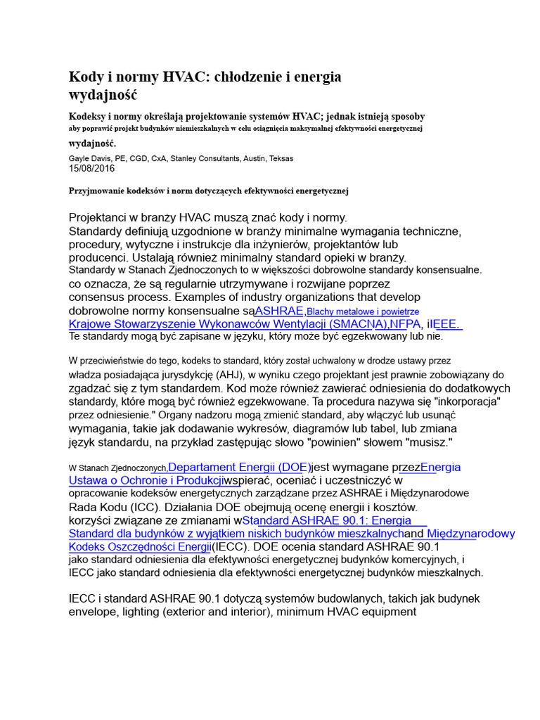 Kody i standardy HVAC | PDF