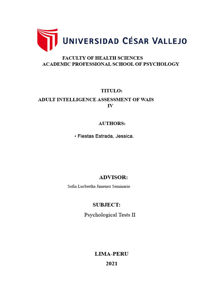 Complete WAIS IV Report | PDF | Wechsler Adult Intelligence Scale ...