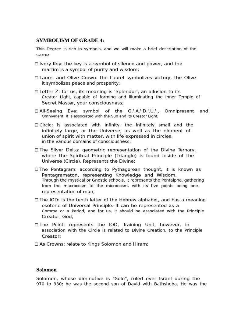 Symbolism of Grade 4 | PDF | Solomons | Ark Of The Covenant
