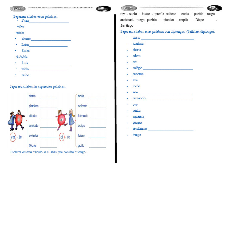 Separación de sílabas y diptongos | PDF