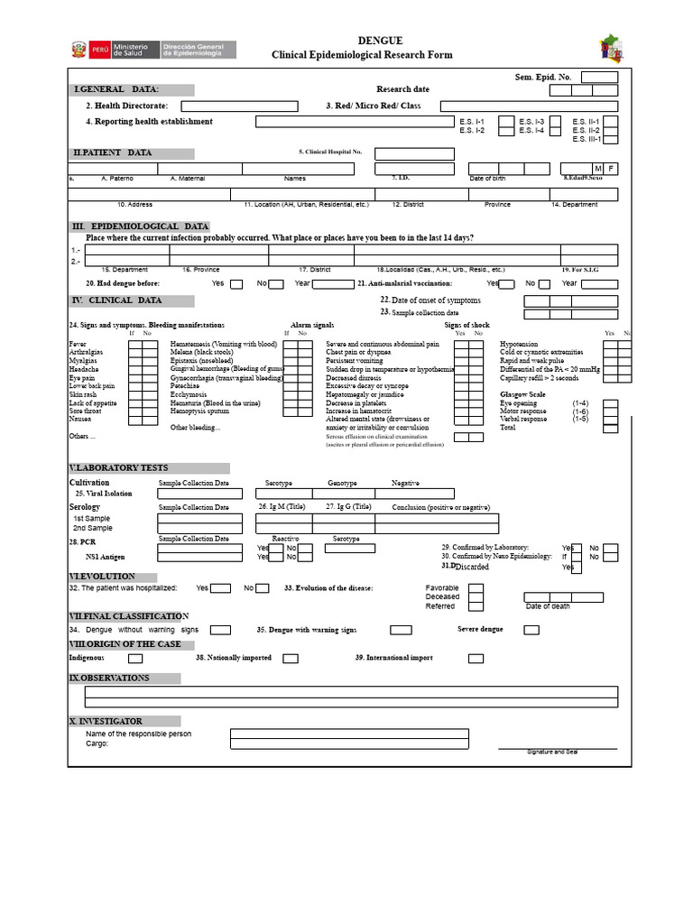 Dengue Clinical Research Form | PDF | Diseases And Disorders | Medicine