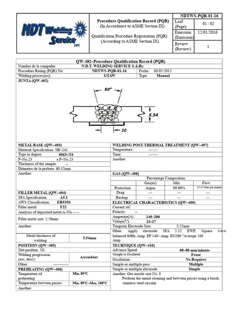 PQR Asme Ix NDTWS | PDF | Welding | Construction