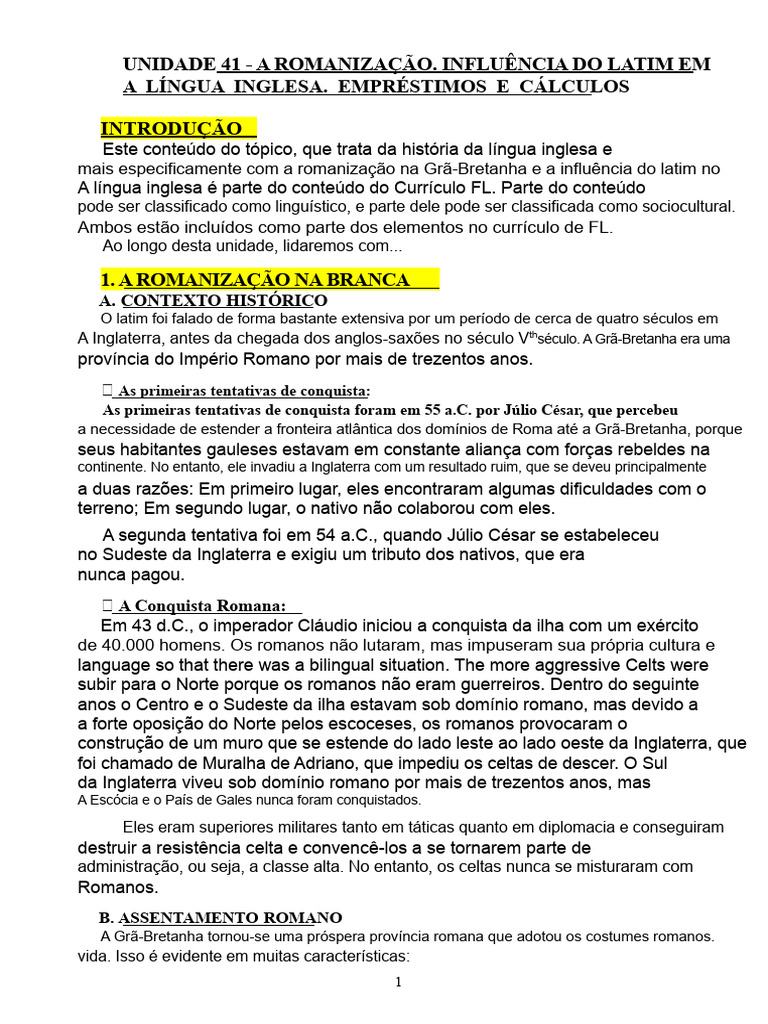 Influência do Latim na Língua Inglesa | PDF | Latim | Roma Antiga