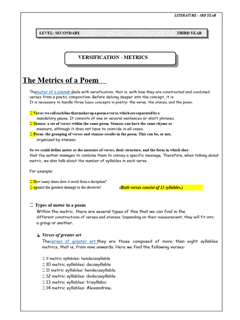 The Verification - The Metric | PDF | Poetry | Metre (Poetry)