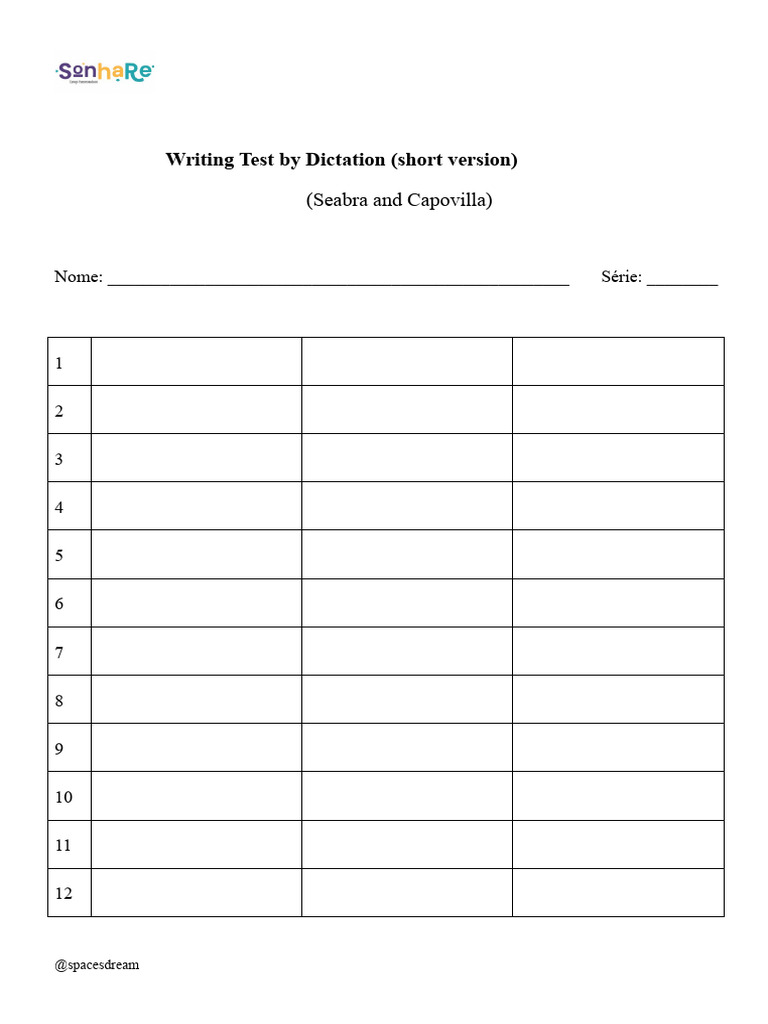 Dictation Writing Test Words List | PDF