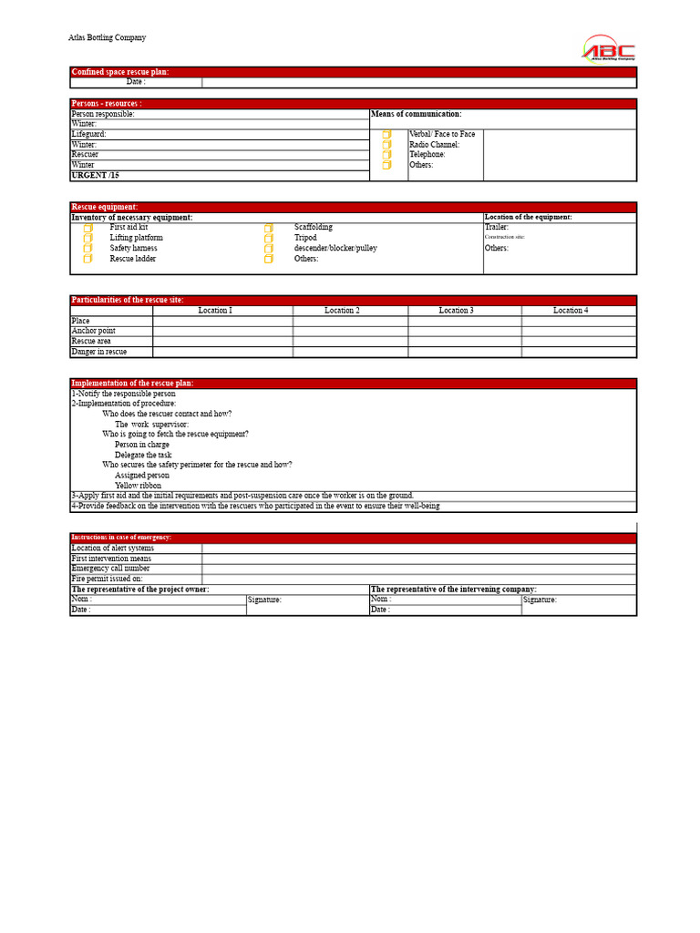 Rescue Plan_Confined Space_ | PDF | Emergency | Occupational Safety And Health