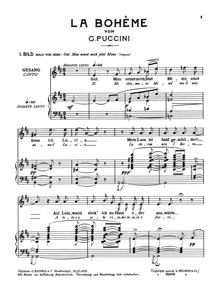 Puccini. Mi Chiamano Mimi | PDF