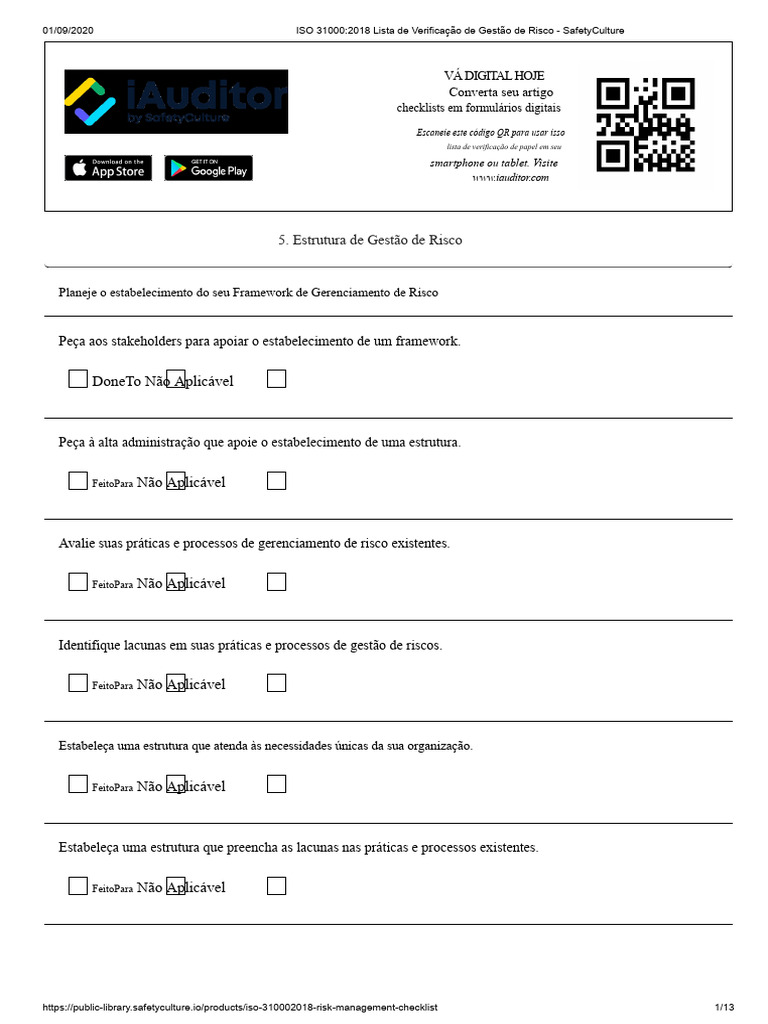 Checklist ISO 31000:2018 de Risco | PDF | Partes interessadas ...
