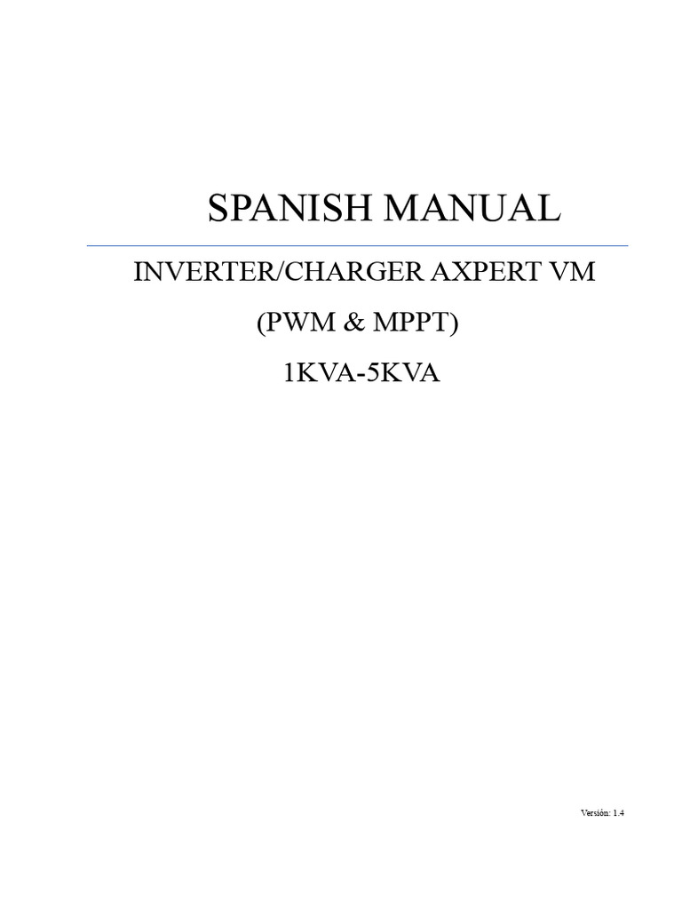 Axpert VM Inverter/Charger Manual | PDF | Power Inverter | Photovoltaics