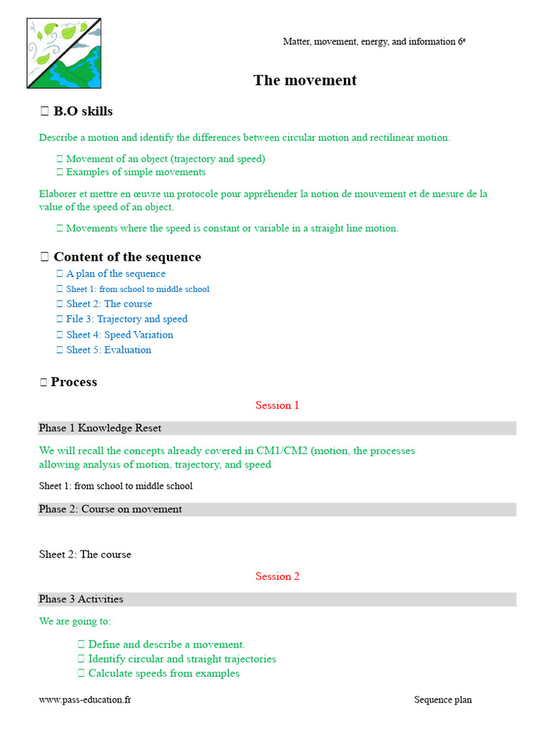 Movement-6th-Preparation Sheet | PDF