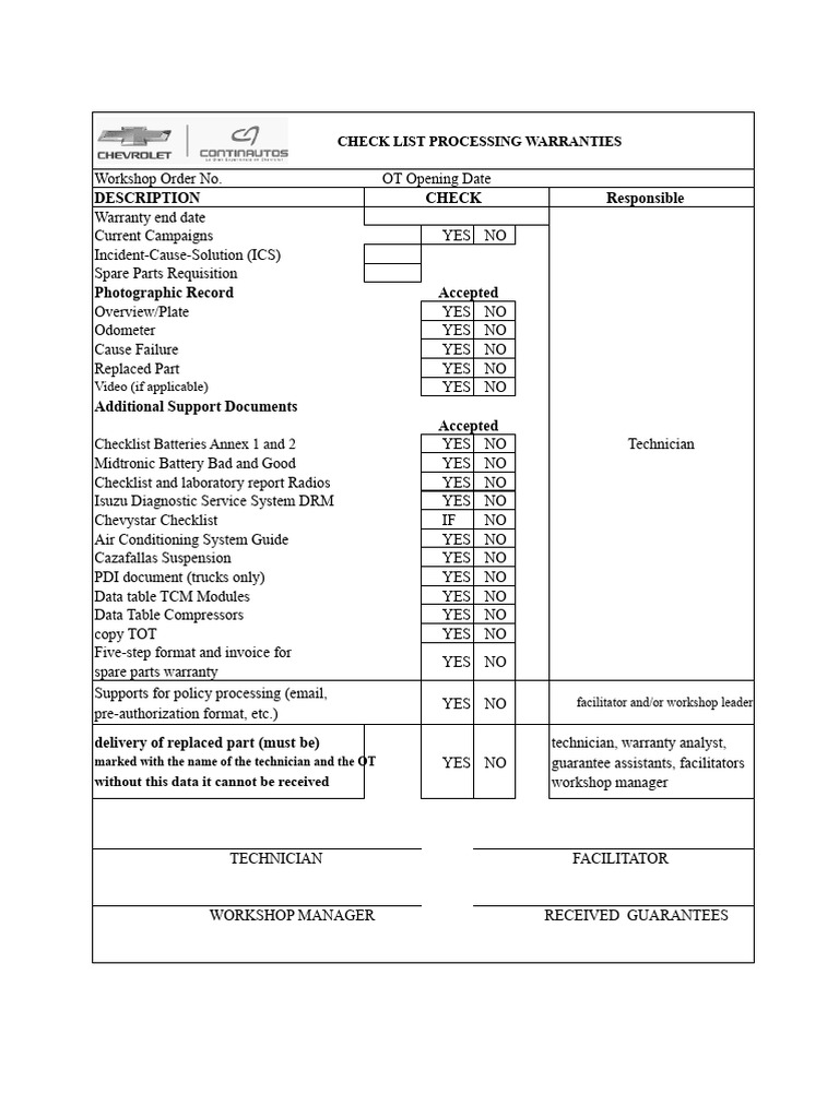 CHECKLIST GUARANTEE PROCEDURE 2020 | PDF