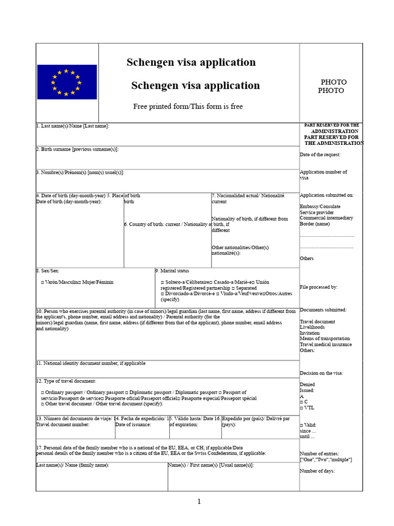 Schengen Visa Application Form-French PDF | PDF | Travel Visa | Passport