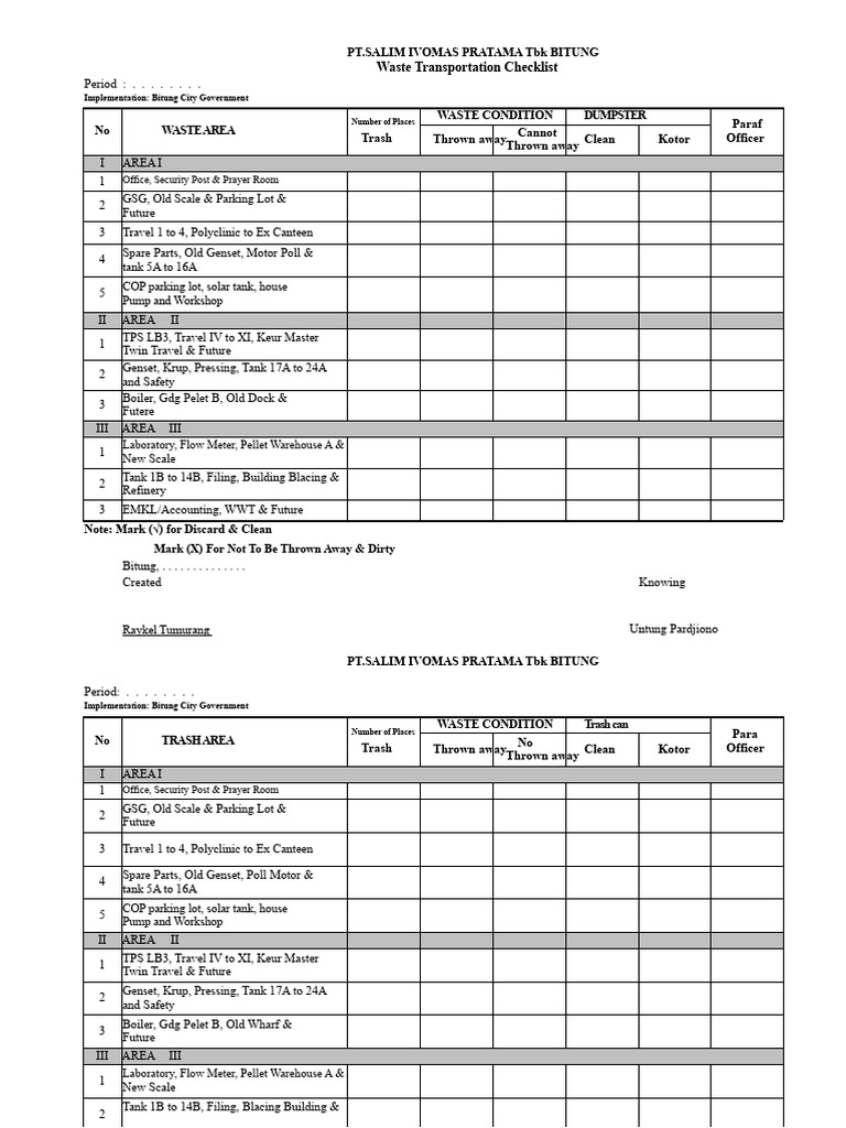 Waste Transport Checklist | PDF | Waste