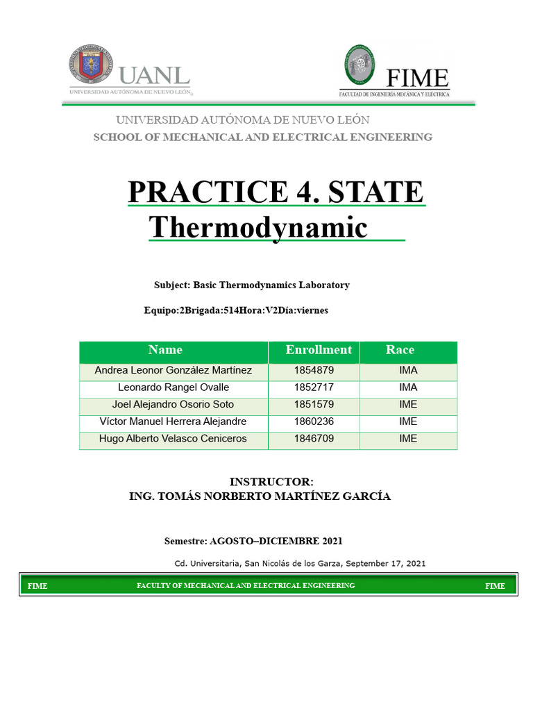 Practice 4 - Basic Thermodynamics Lab | PDF