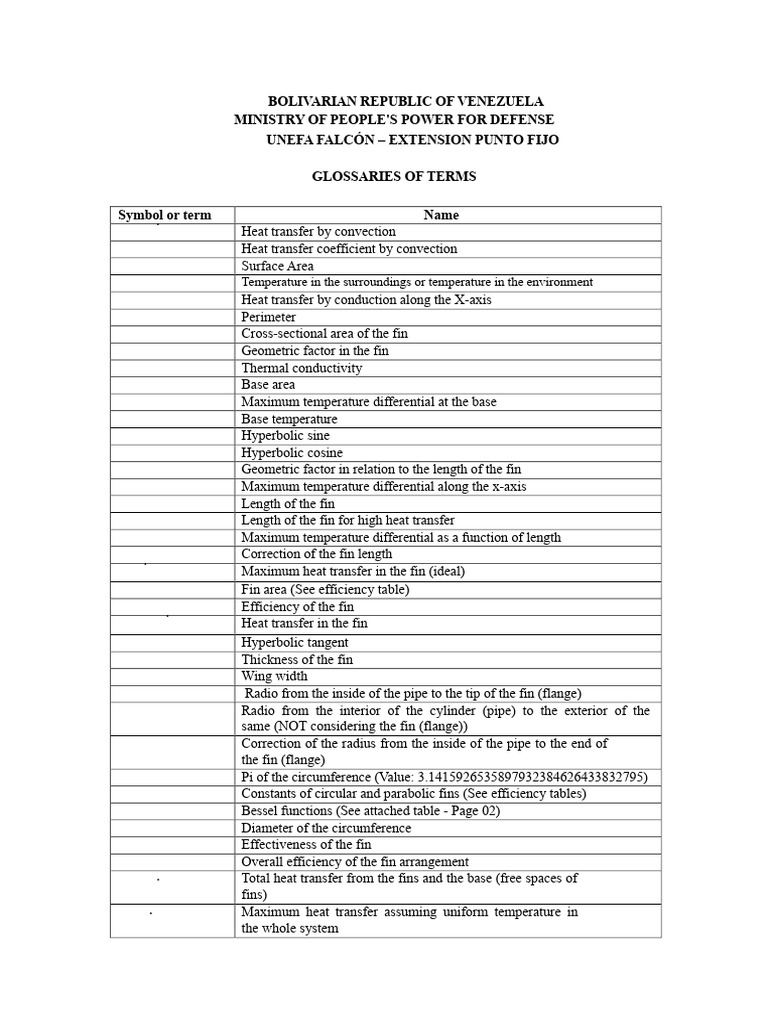 Glossary of Terms | PDF | Heat Transfer | Heat