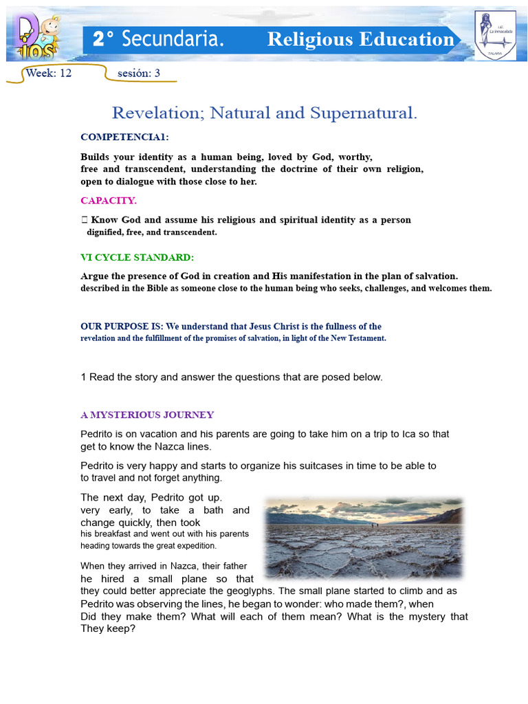 Session For Second Year of Secondary School | PDF | Revelation | God