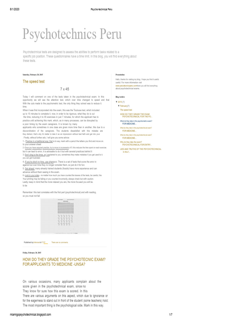 Psychotechnical Peru 1-2 | PDF | Psychometrics | Intelligence