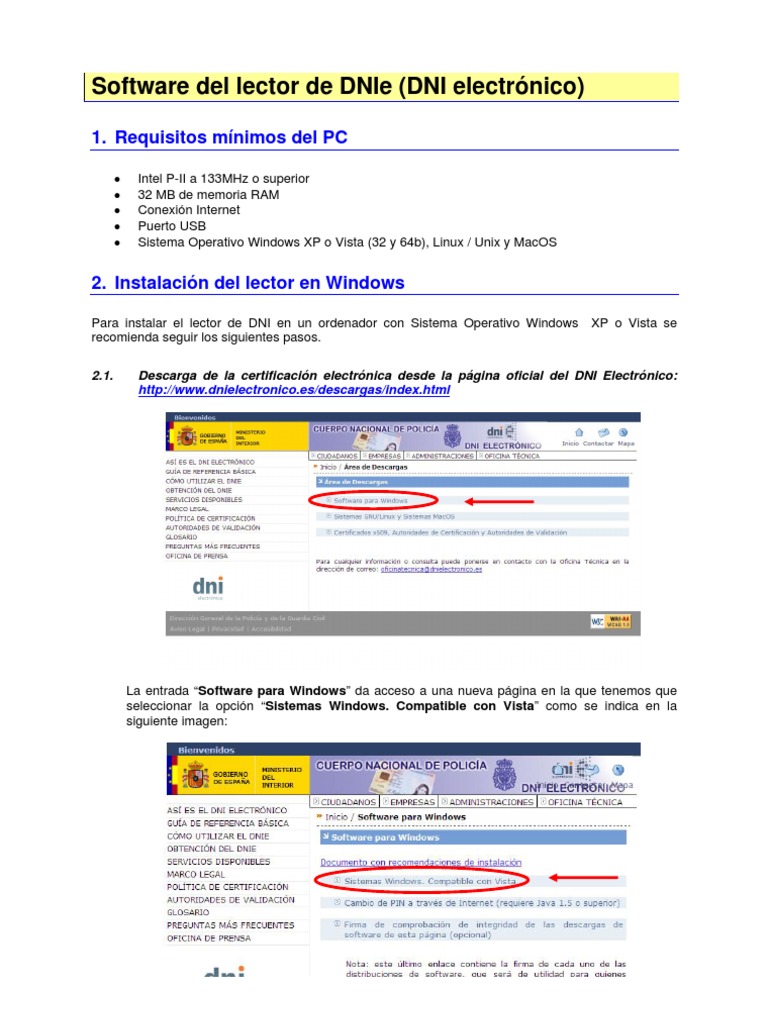 Software del lector de DNIe (DNI electrónico) | Microsoft Windows ...