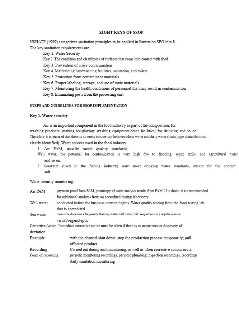 Eight Keys to Effective SSOP Implementation | PDF | Hand Washing ...