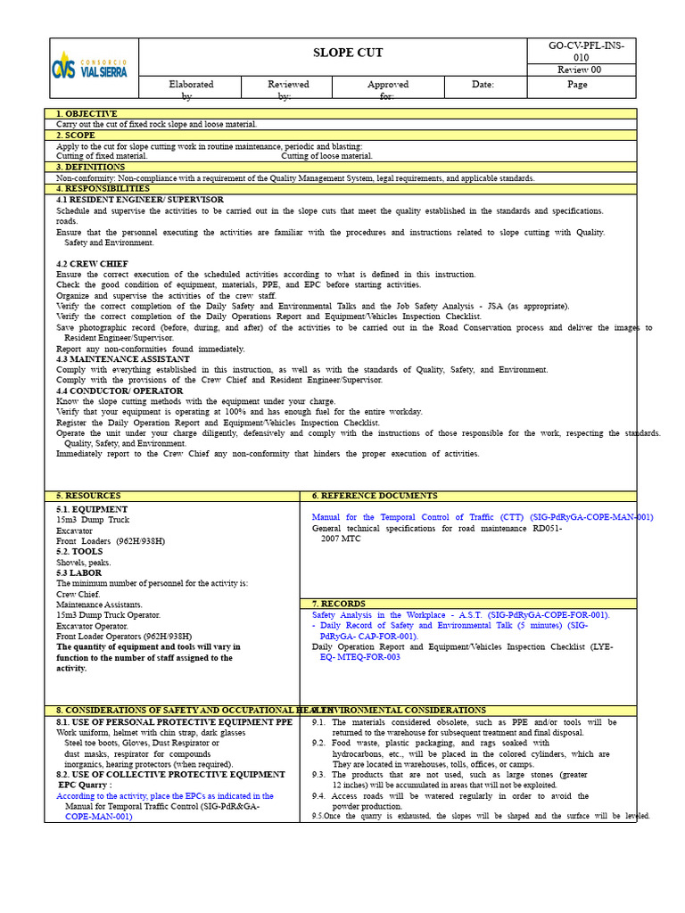 Slope Cut Rev 00 | PDF | Personal Protective Equipment | Road