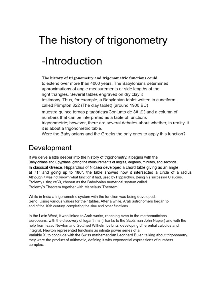 History of Trigonometry | PDF | Trigonometric Functions | Trigonometry