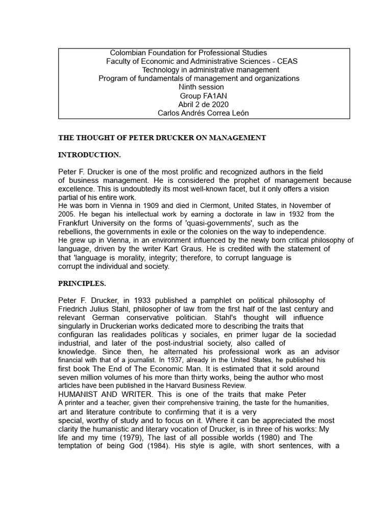 The Thinking of Peter Drucker and Strategic Management | PDF ...