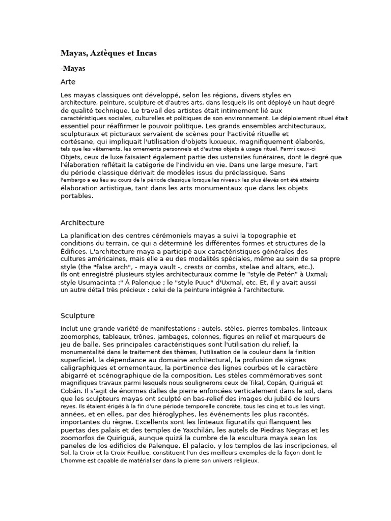 Mayas, Aztèques Et Incas | PDF | Sculpture | Civilisation Maya