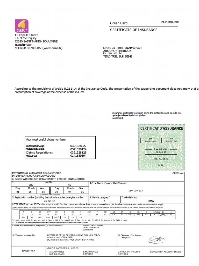 Green Card 4 | PDF | Insurance | Motor Vehicle
