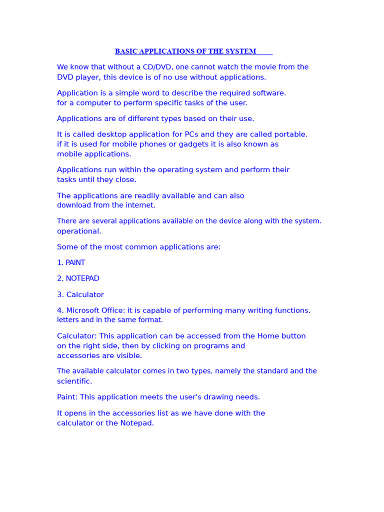 Basic Applications of The System | PDF | Computer Keyboard ...
