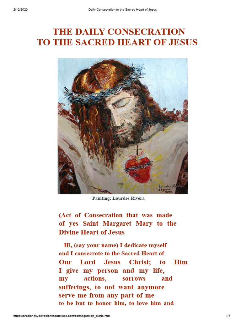 Daily Consecration to Sacred Heart | PDF | Catholic Church | Religious ...