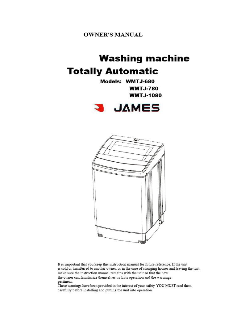 JAMES-Washing machine-WMTJ-680 WMTJ-780 WMTJ-1080 | PDF | Washing ...