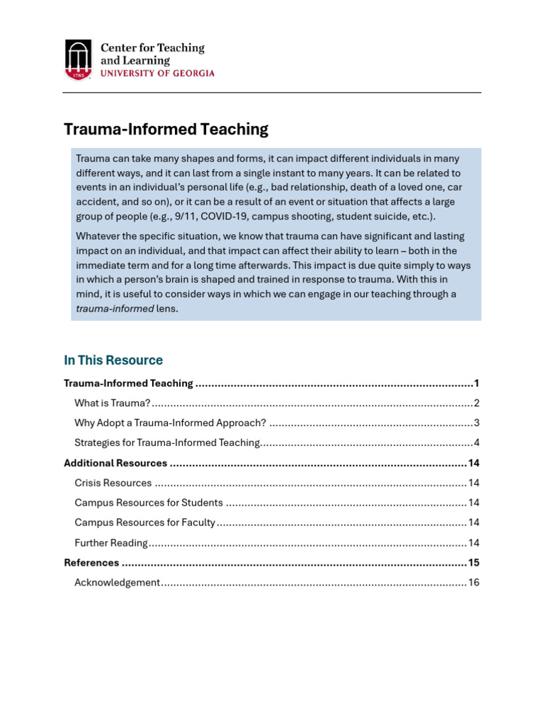 Trauma Informed Teaching Toolkit | PDF | Psychological Trauma | Well Being