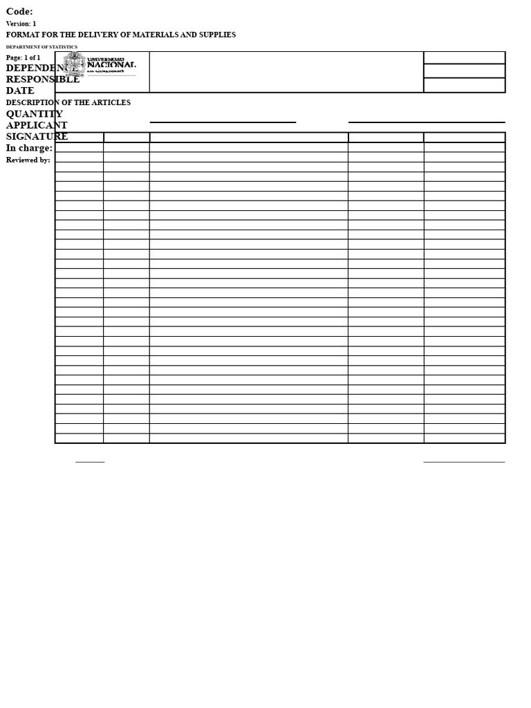 Materials Delivery Report Format PDF | PDF