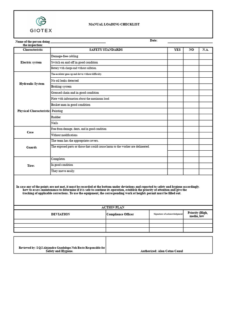 Manual Stevedore Checklist | PDF | Manufactured Goods