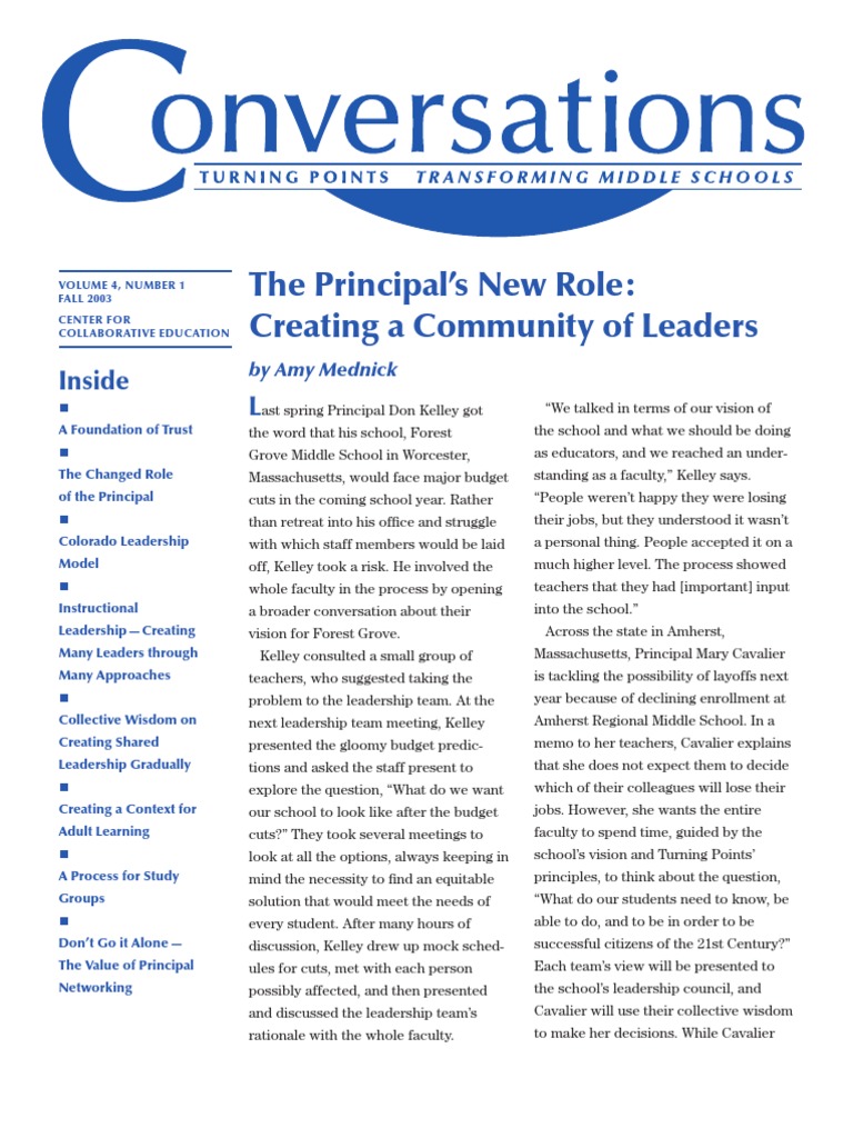 Role Of Principal Pdf Teachers Leadership