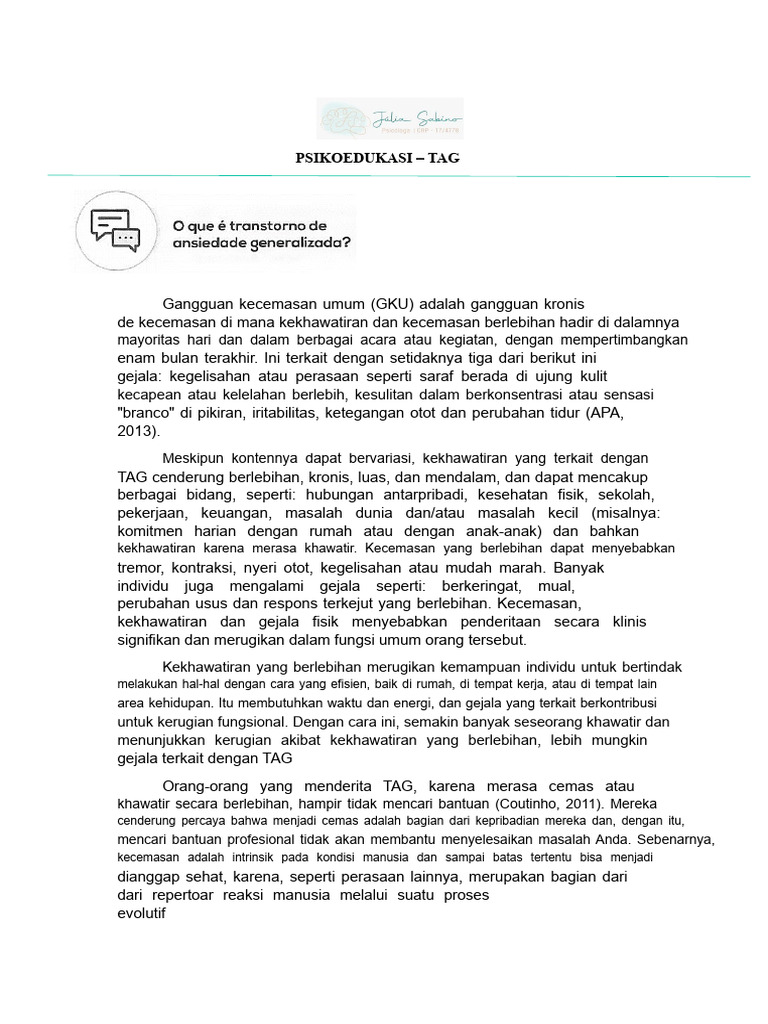 Psikoedukasi - TAG | PDF