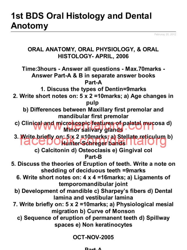 BDS 1st Year Oral Histology Notes | PDF | Human Tooth | Tooth