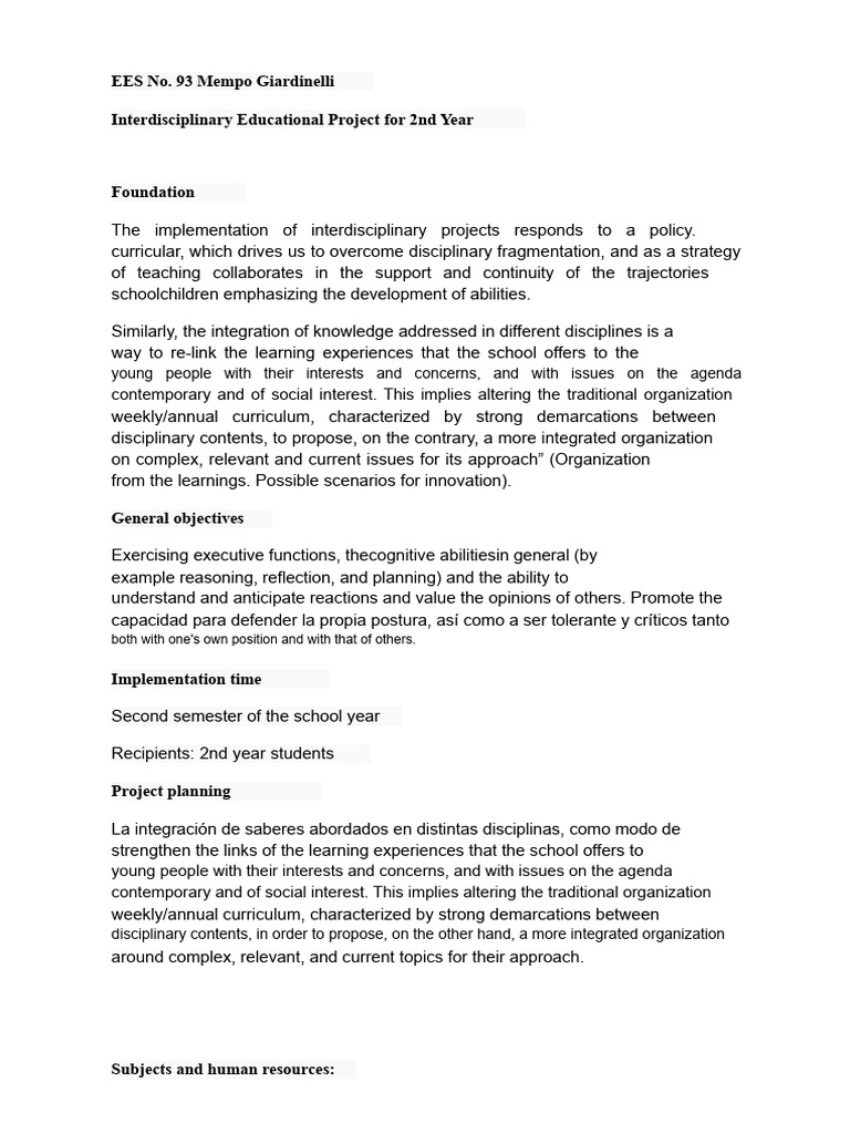 INTERDISCIPLINARY PROJECT 2nd Year - Part 1 | PDF | Information | Communication