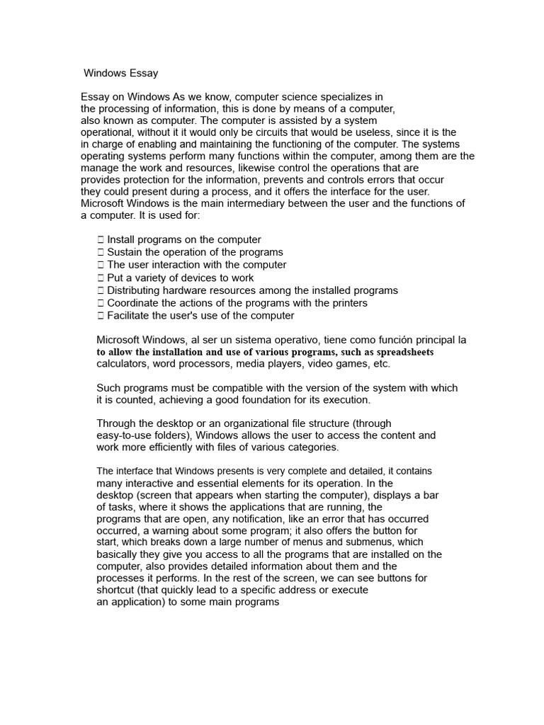 Windows Essay | PDF | Window (Computing) | Graphical User Interfaces