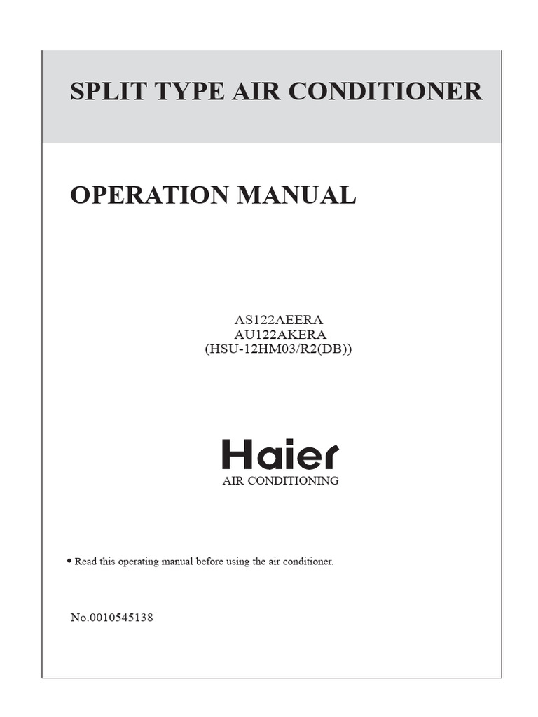 Split Type Air Conditioner Manual | PDF | Air Conditioning ...