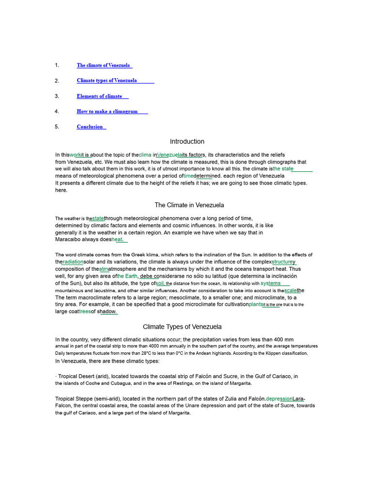 Climate Overview of Venezuela | PDF | Humidity | Atmosphere Of Earth