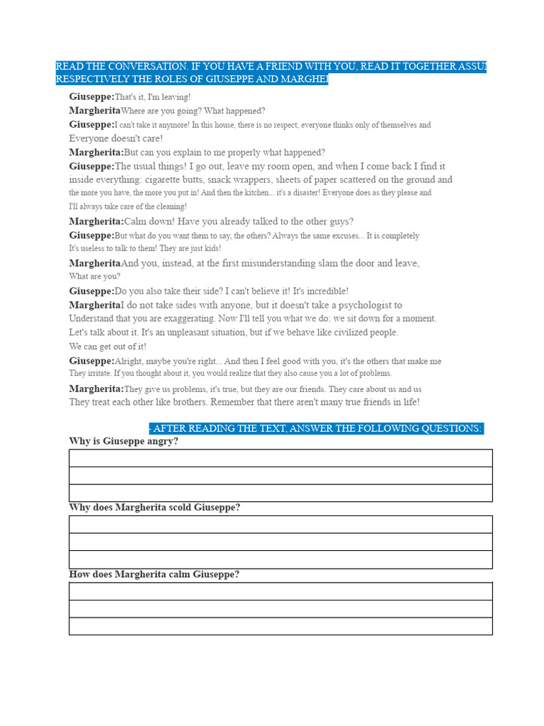 There Is Us - Dialogue - Italian L2 | PDF