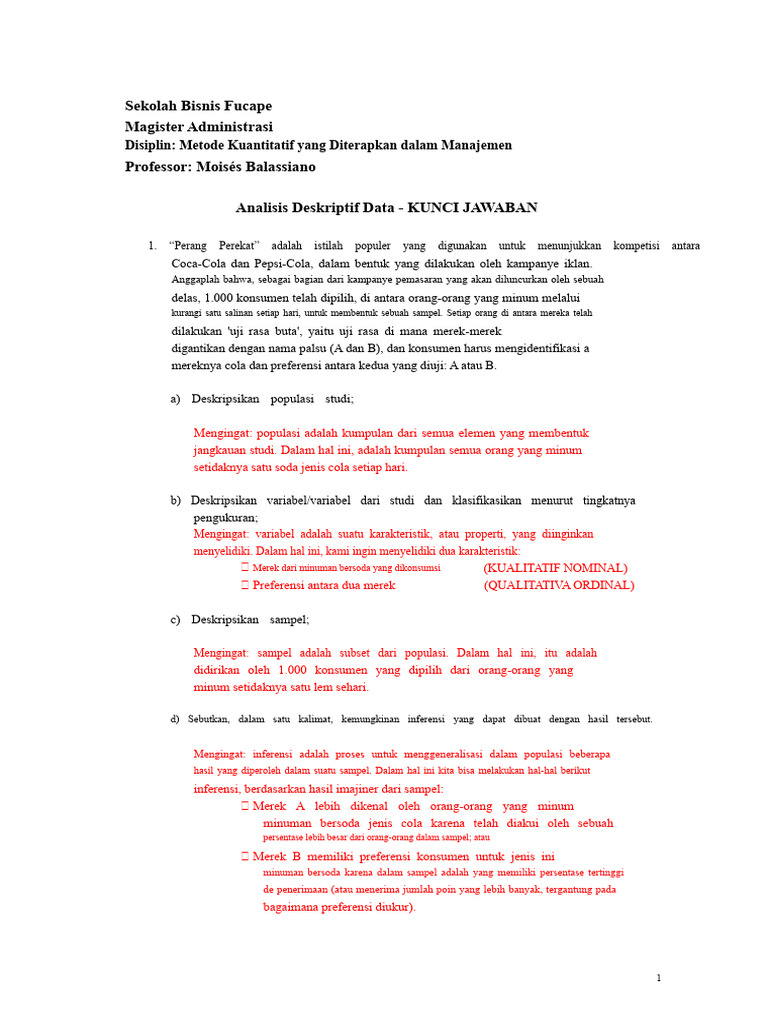 Latihan1 Deskriptif Jawaban | PDF