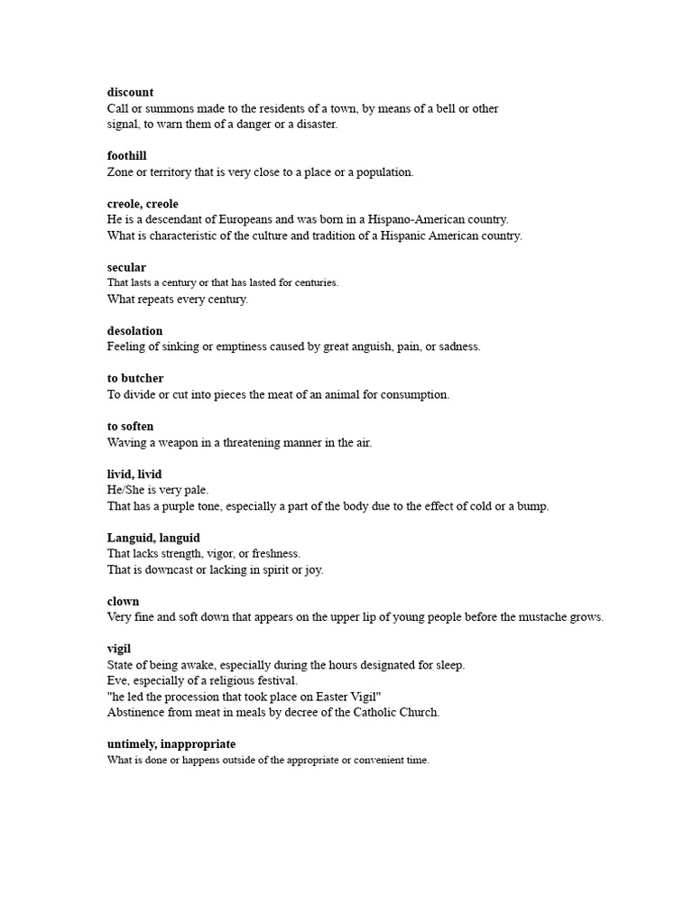 Vocabulary and Definitions Guide | PDF