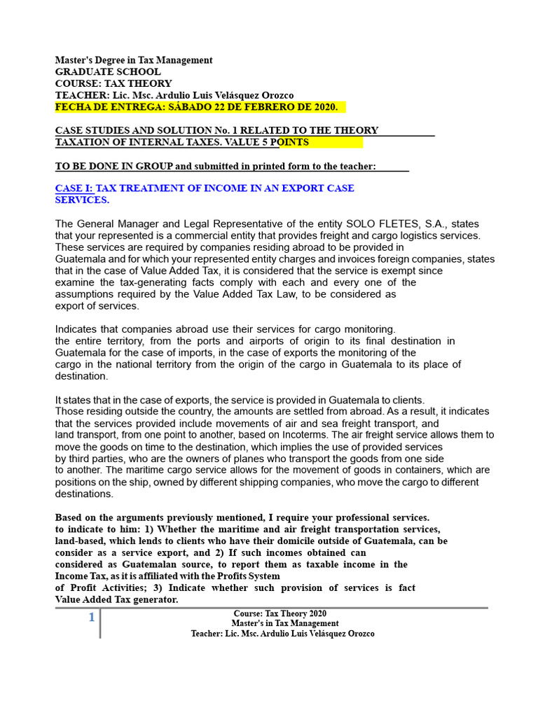 Tax Management Case Studies Overview | PDF | Taxes | Taxpayer
