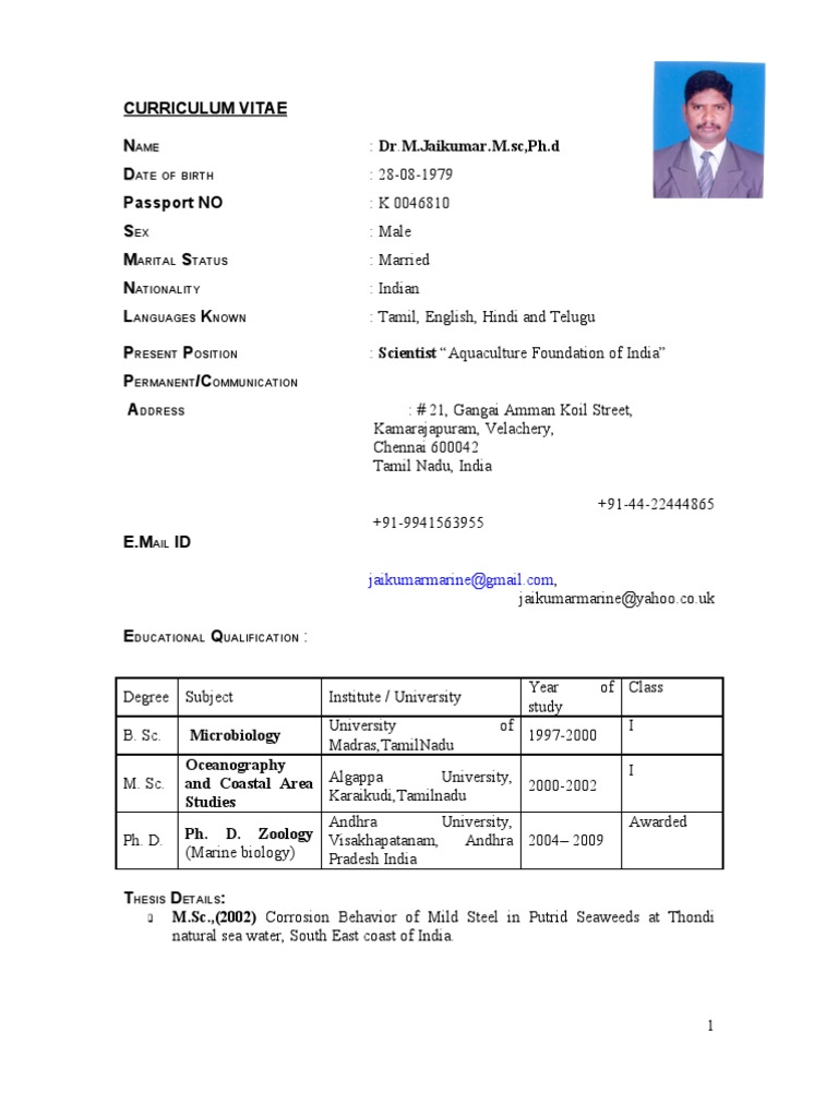 Jaikumar CV 2012 | PDF | Tamil Nadu | Marine Biology