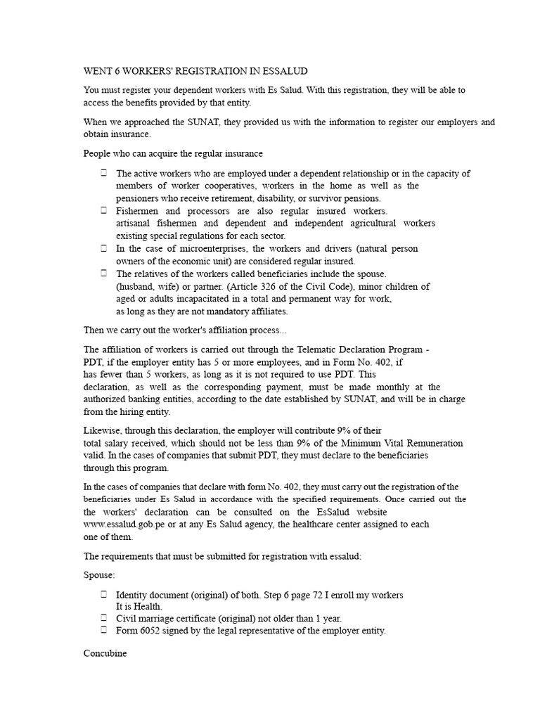 Passed 6 Workers Registration in Essalud | PDF | Identity Document ...