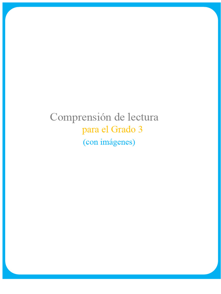 Comprensión de Lectura para Tercer Grado | PDF
